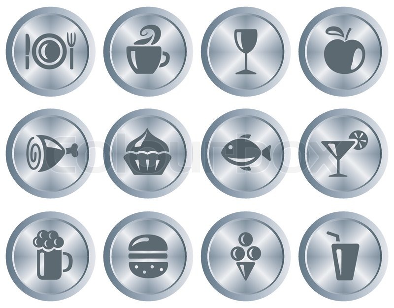 Food and drink button set | Stock vector | Colourbox