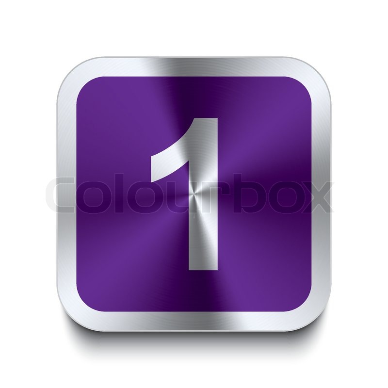 Square metal button - purple number - ... | Stock vector | Colourbox