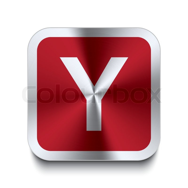 Square metal button - red letter - y | Stock vector | Colourbox