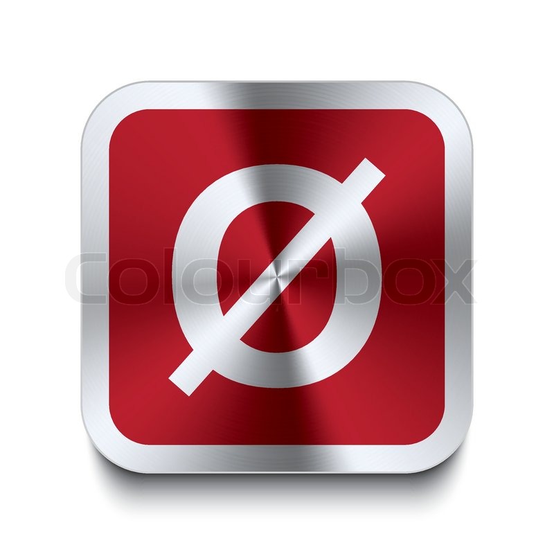 Square metal button - red letter - ø | Stock vector | Colourbox