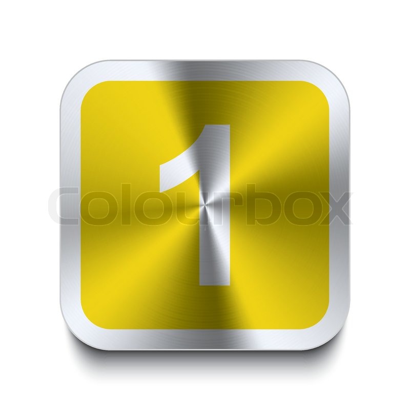 Square metal button - yellow number - ... | Stock vector | Colourbox
