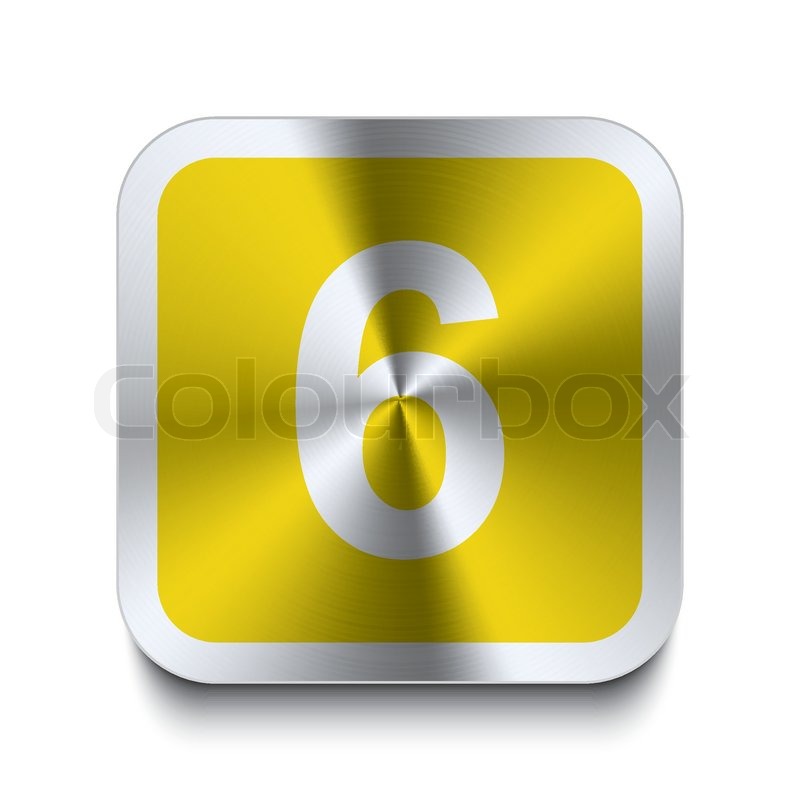 Square metal button - yellow number - ... | Stock vector | Colourbox