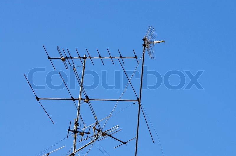 Fish-bone Antennas on blue sky | Stock image | Colourbox