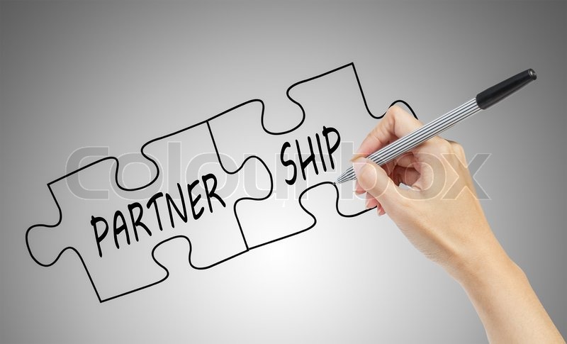 Hand drawing the word 'Partnership' ... | Stock image | Colourbox