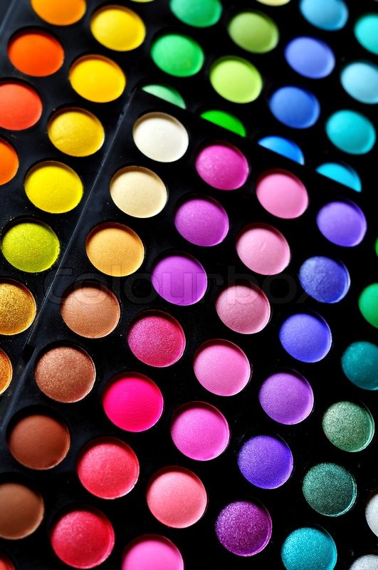 Makeup colorful eyeshadow palettes as background | Stock image | Colourbox