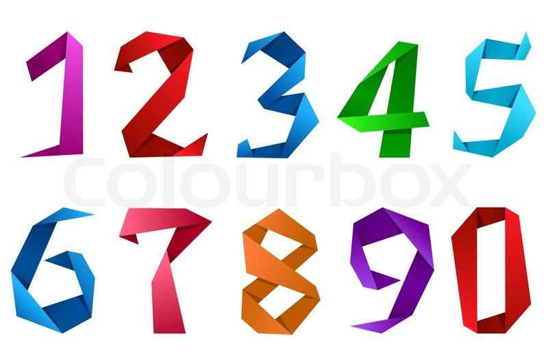 Colorful digits and numbers in origami ... | Stock image | Colourbox