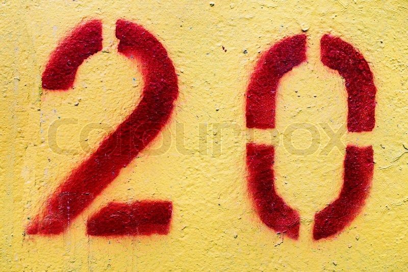 Number 20 painted with red paint and a ... | Stock image | Colourbox