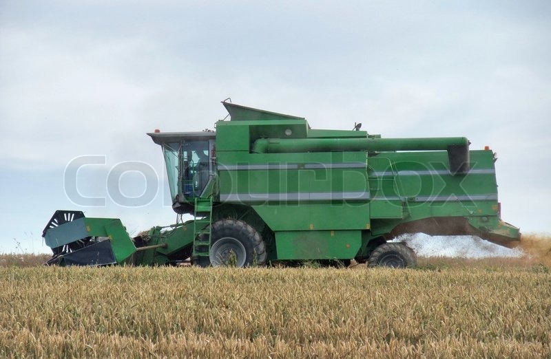 Harvesting harvester on a crop field | Stock image | Colourbox