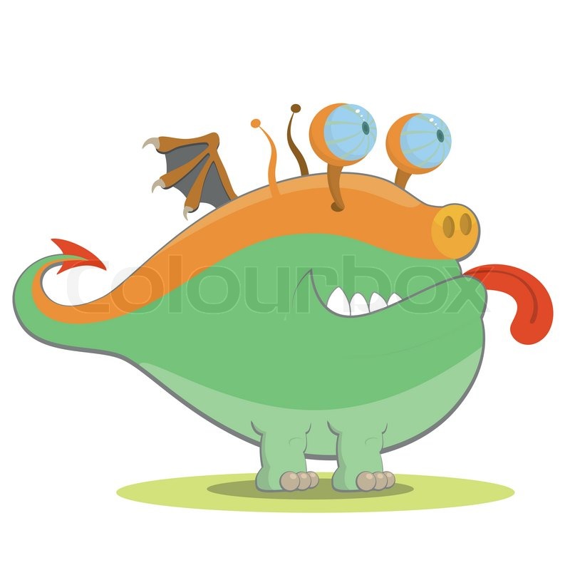 Funny goggle-eyed green monster with ... | Stock vector | Colourbox