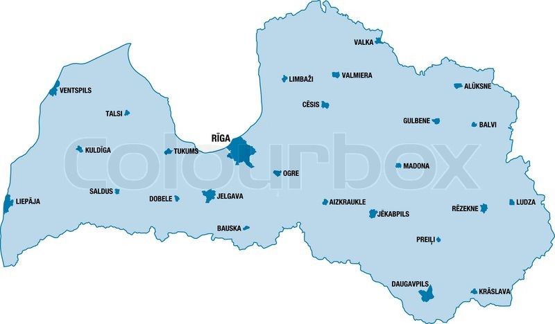 Kort over Letlands | Stock vektor | Colourbox