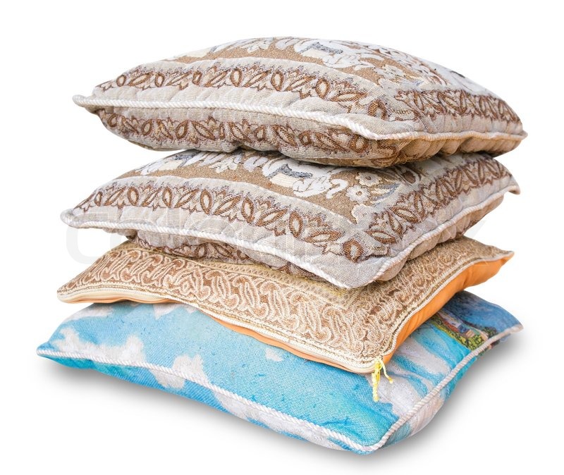 Stack of pillow isolated on white. ... | Stock image | Colourbox
