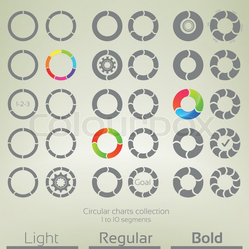 Round graph circular charts, set of ... | Stock vector | Colourbox