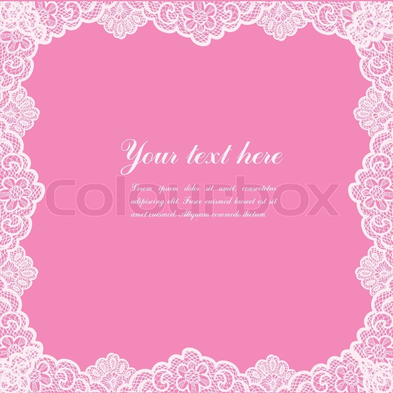 White lace frame on pink background, ... | Stock vector | Colourbox