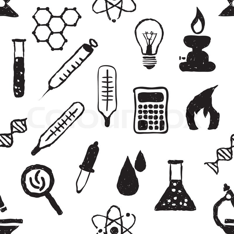 Doodle seamless laboratory pattern | Stock vector | Colourbox