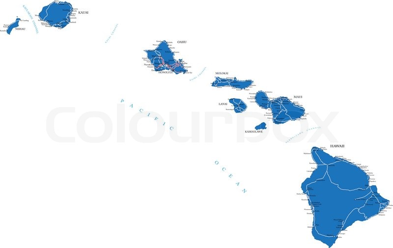 Highly detailed vector map of Hawaii ... | Stock vector | Colourbox