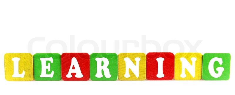 Learning - isolated text in wooden ... | Stock image | Colourbox