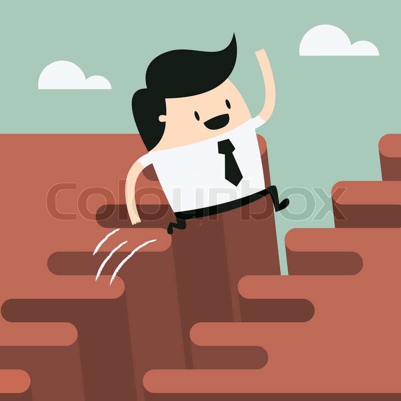 Man jump through the gap | Stock vector | Colourbox