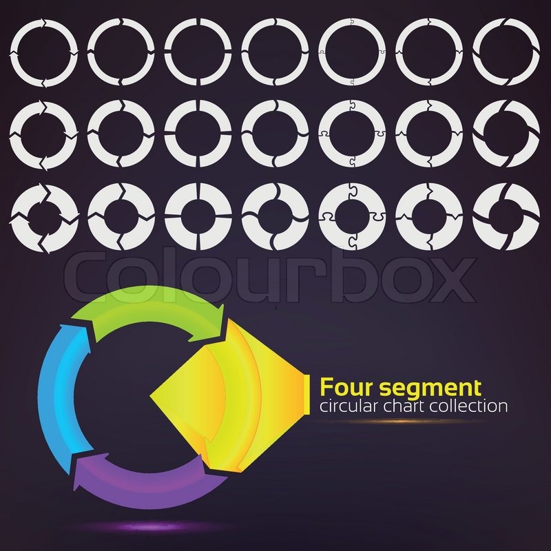 Four segment graph circular charts ... | Stock vector | Colourbox