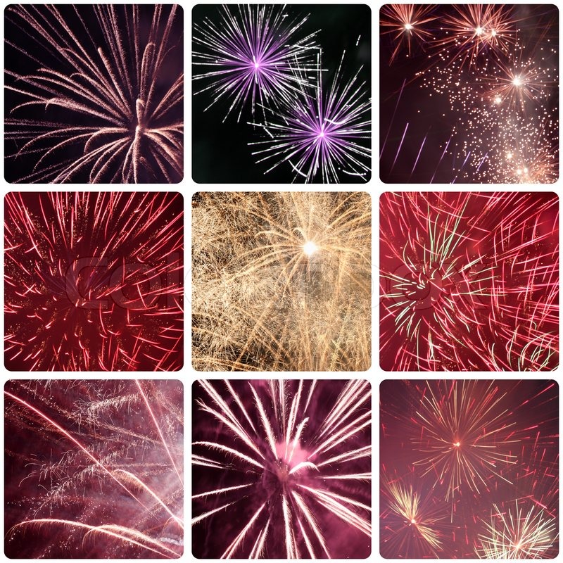 Collage with close ups of fireworks | Stock image | Colourbox