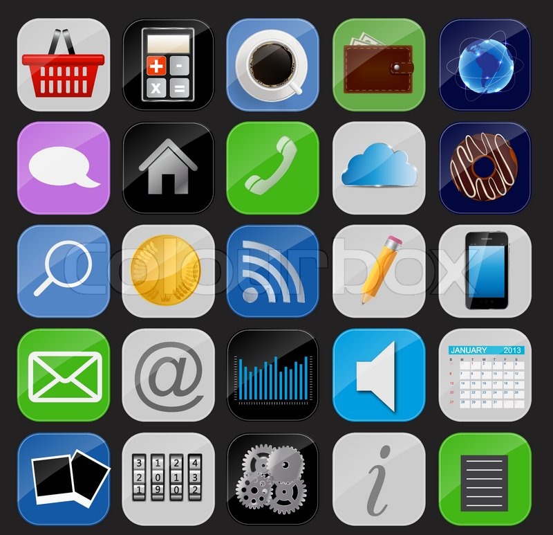 Apps icon set vector illustration | Stock vector | Colourbox