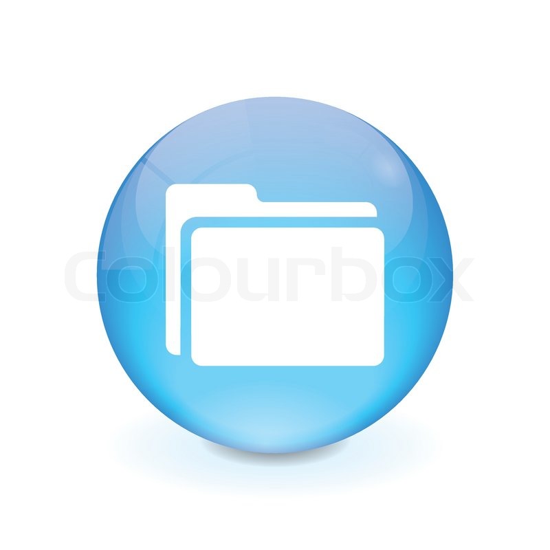Round light blue button - folder icon | Stock vector | Colourbox
