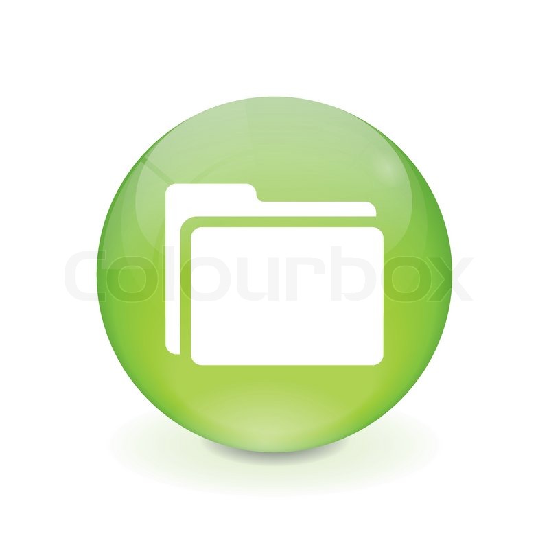 Round light green button - folder icon | Stock vector | Colourbox