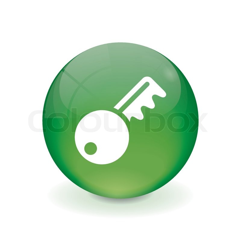 Round green button - key icon | Stock vector | Colourbox