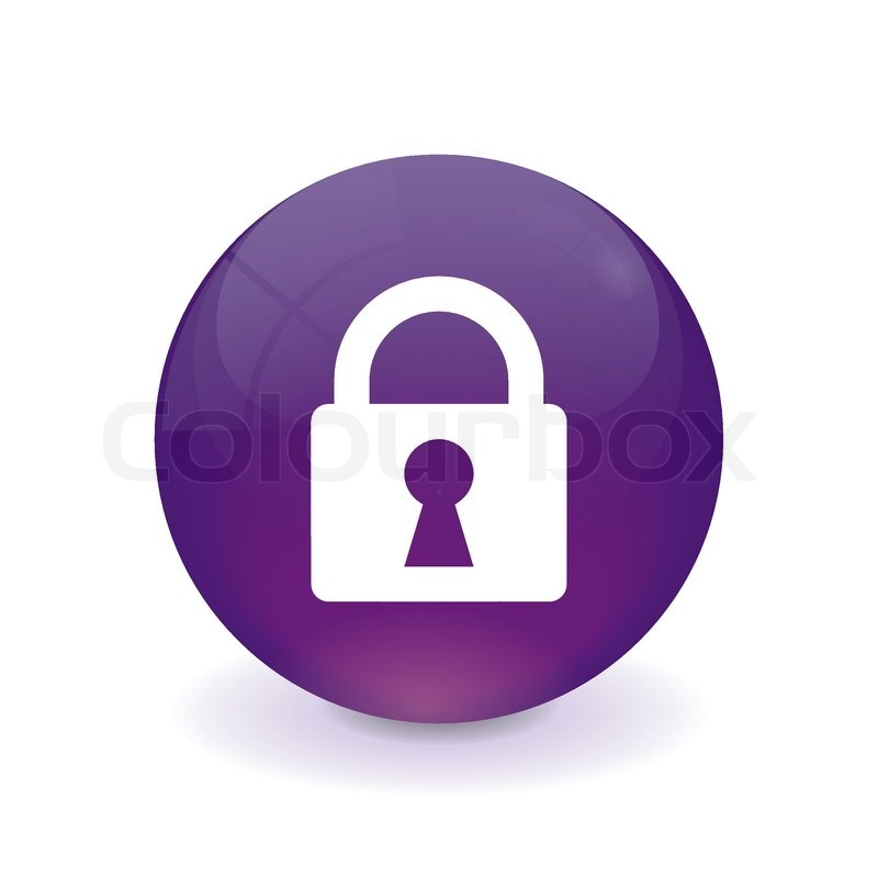 Round purple button - lock icon | Stock vector | Colourbox