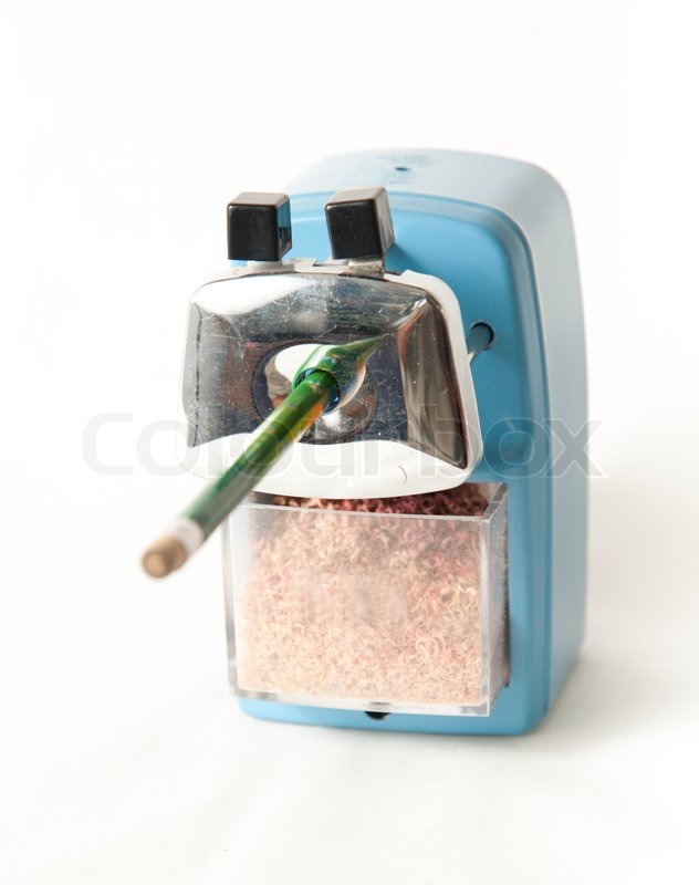Sharpener in side view with pencil on ... | Stock image | Colourbox