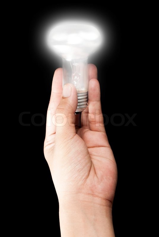 Hand holding a light bulb, isolated ... | Stock Photo | Colourbox
