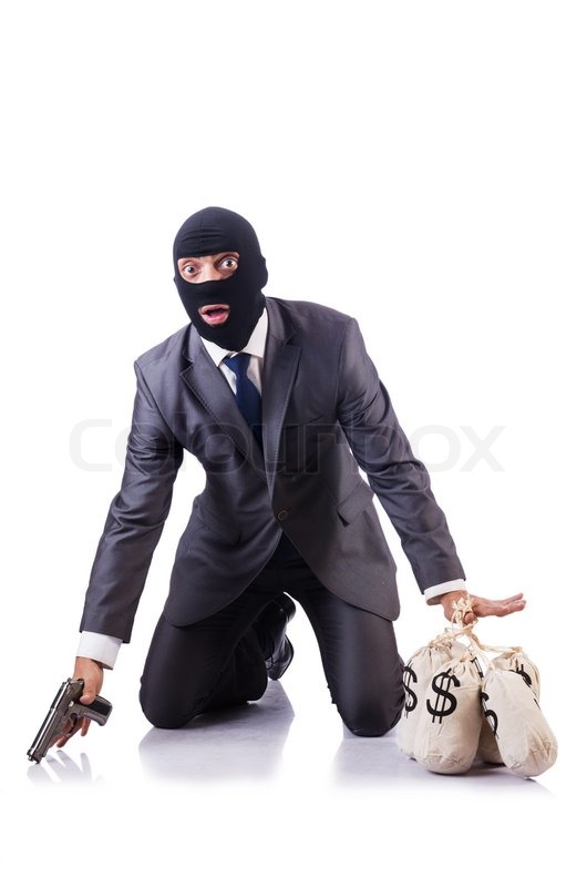 Businessman criminal with sacks of ... | Stock image | Colourbox