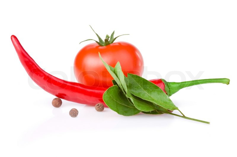 Fresh Red Hot Pepper, one Juicy tomato, ... | Stock image | Colourbox