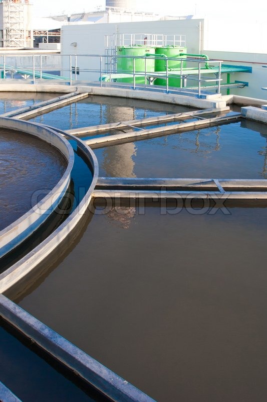 The water treatment tanks in wastewater ... | Stock image | Colourbox