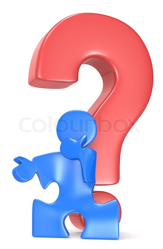 Puzzle People infront of Question Mark. ... | Stock image | Colourbox
