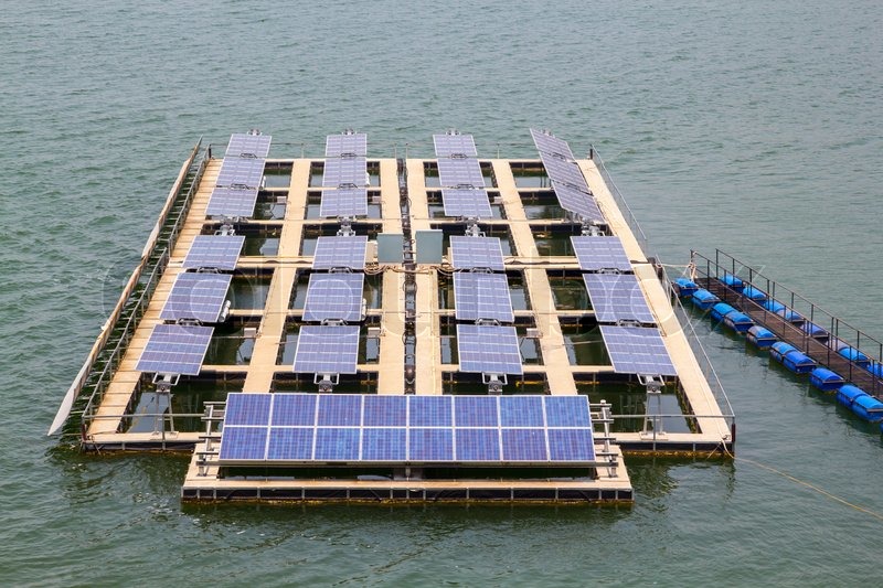 Solar power plant in the water. | Stock image | Colourbox