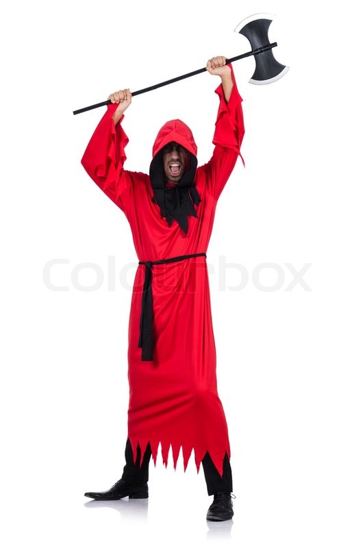Henker im roten Kostüm mit Axt auf ... | Stock Bild | Colourbox