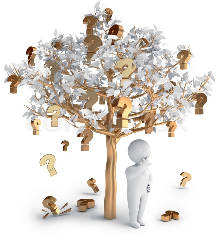 Question marks people tree 3d render | Stock image | Colourbox
