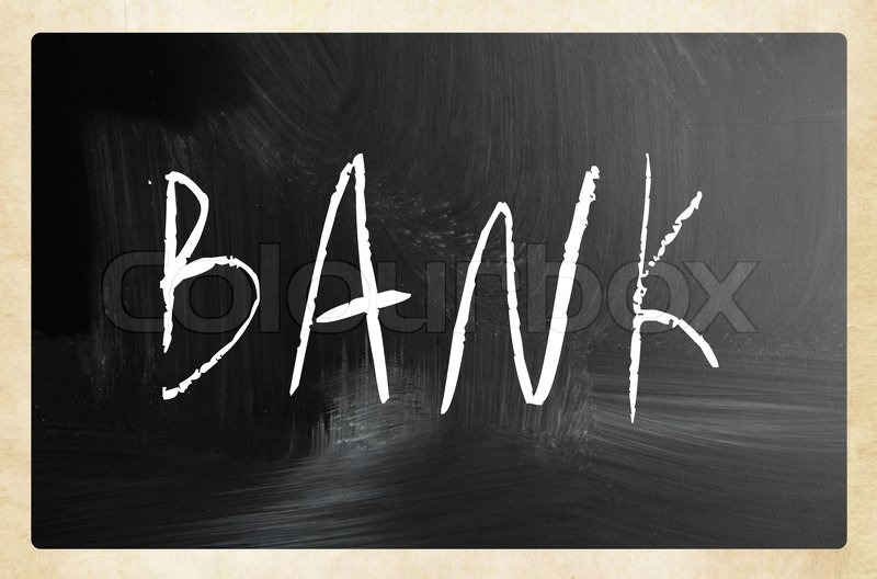 The word "Bank" handwritten with white ... | Stock image | Colourbox
