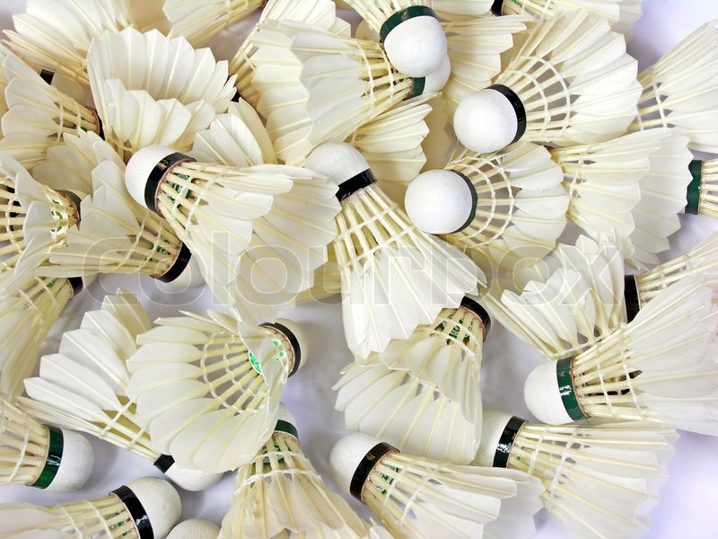New shuttlecocks all over on white ... | Stock image | Colourbox