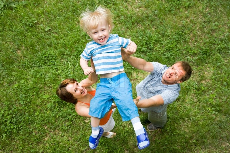 Portrait of woman and man throwing up ... | Stock image | Colourbox