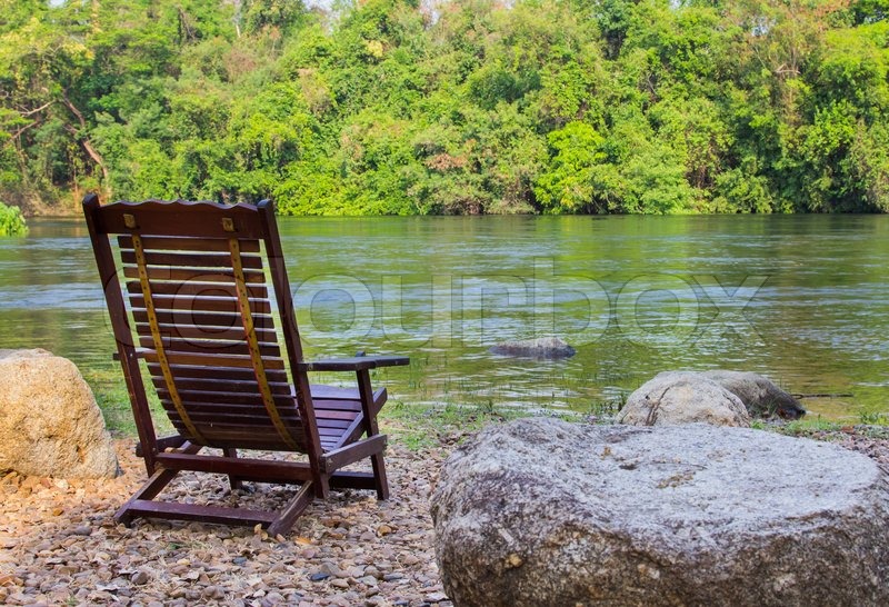 Relaxing area on riverside. | Stock image | Colourbox