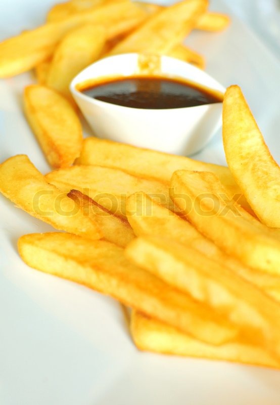French Fries with Barbecue dipping | Stock image | Colourbox