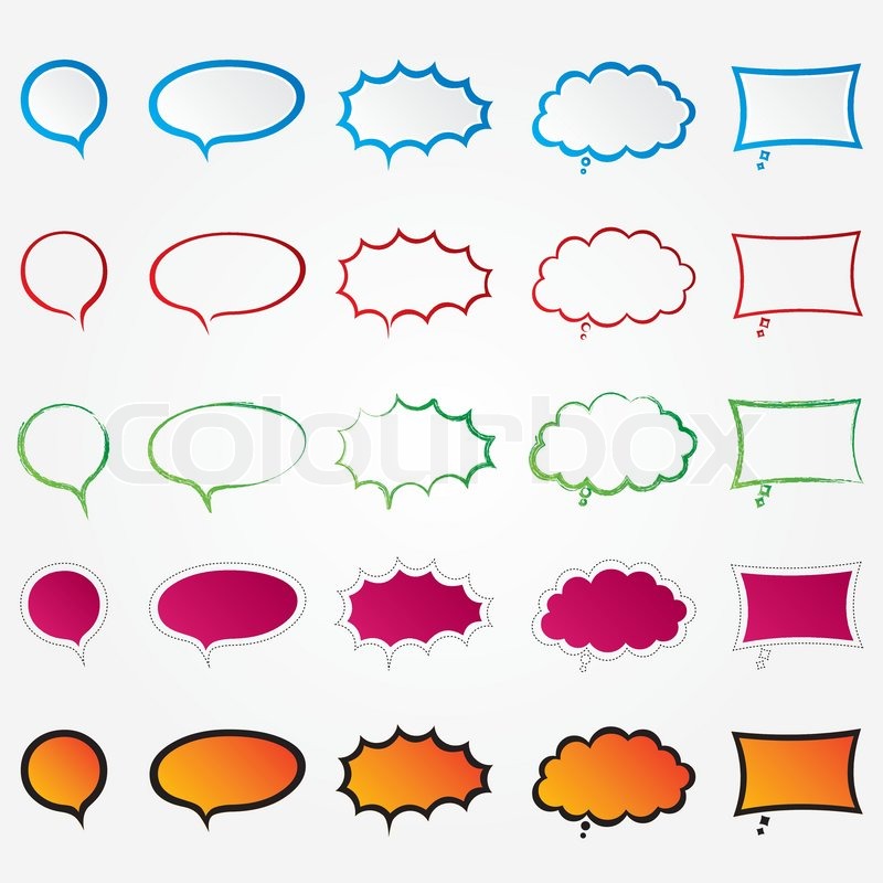 Farverige tegneserie talebobler sæt ... | Stock vektor | Colourbox