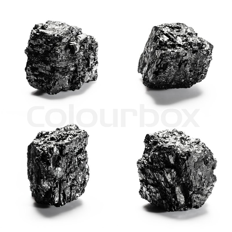 Big pieces of coal isolated on white ... | Stock image | Colourbox