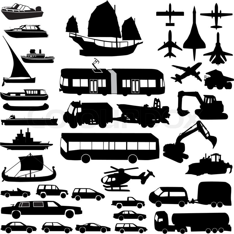 Transportation silhouette vector | Stock vector | Colourbox