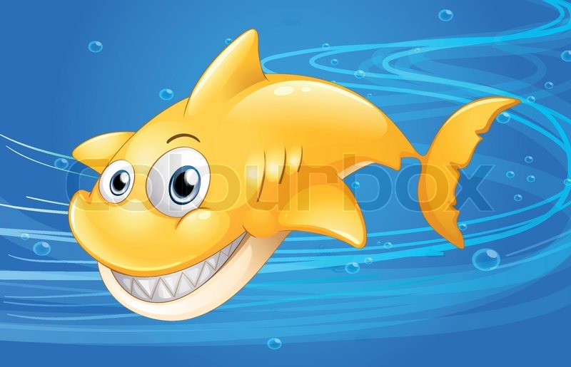 Illustration of a yellow shark under ... | Stock vector | Colourbox