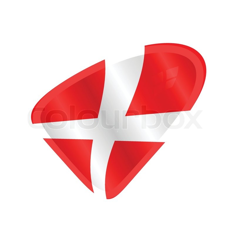 Curved danish flag icon in red and ... | Stock vector | Colourbox