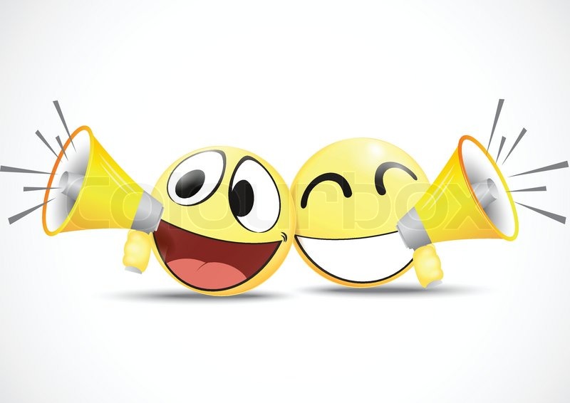 Emoticon with Loudspeaker | Stock Vector | Colourbox