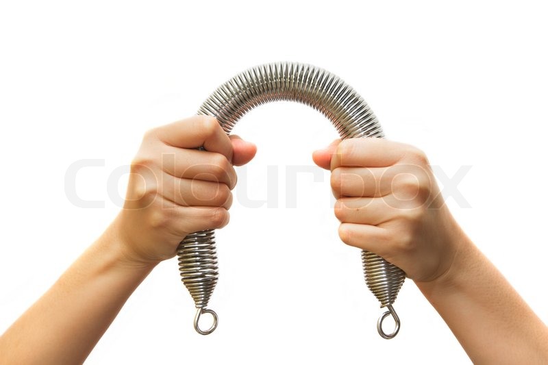 Hand pulling coil springs expander | Stock image | Colourbox