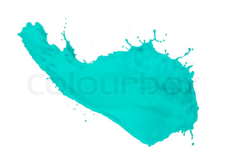 Turquoise paint splash isolated on ... | Stock image | Colourbox